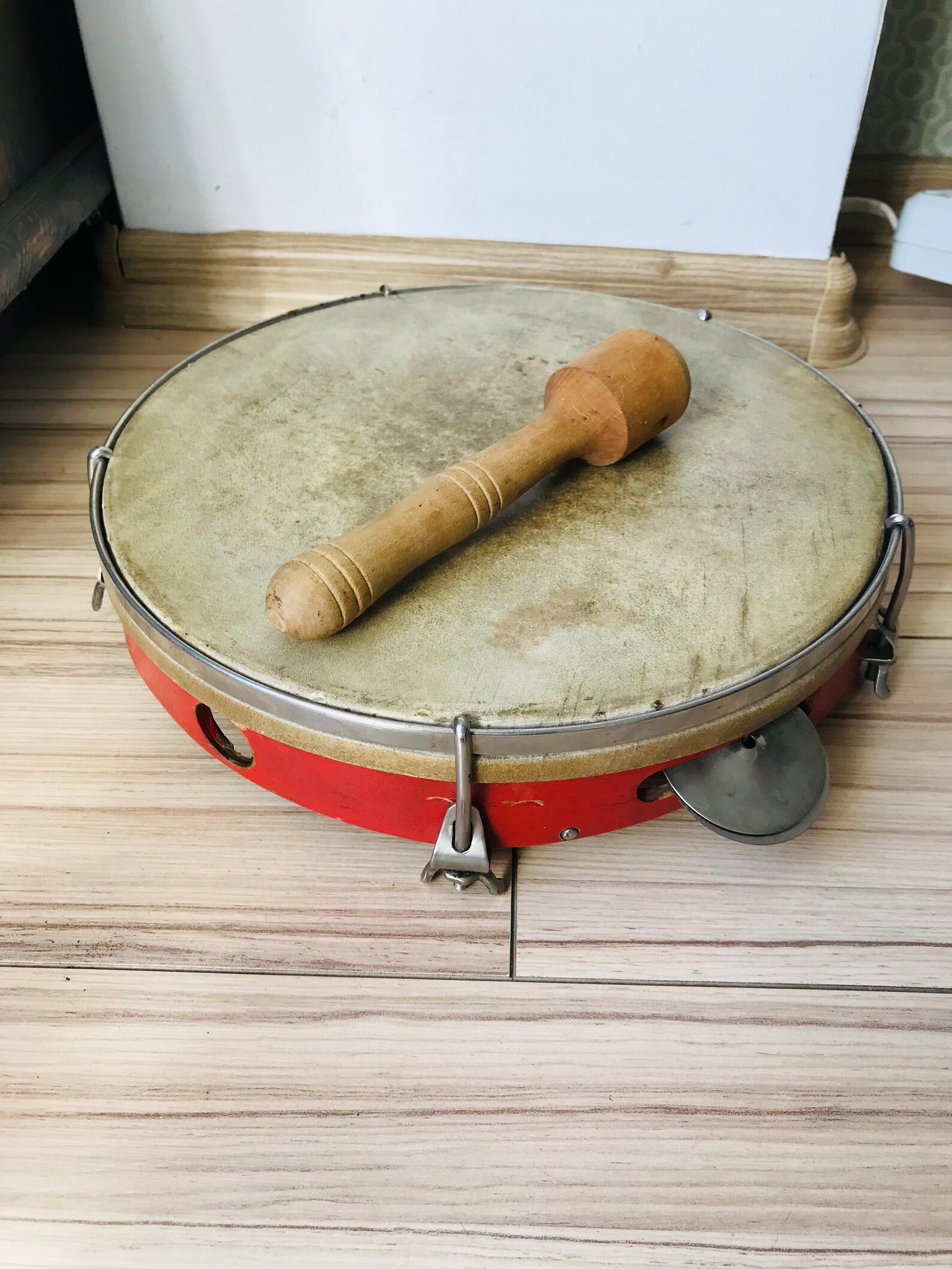 Vintage Big Wooden Tambourine Retro Decorative Musical - Etsy