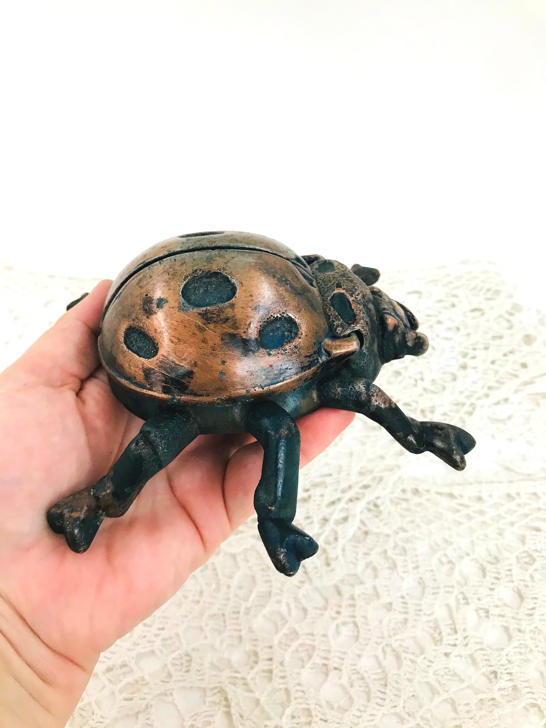 Vintage ashtray with lid in form insect ladybug Smoker Ashes | Etsy