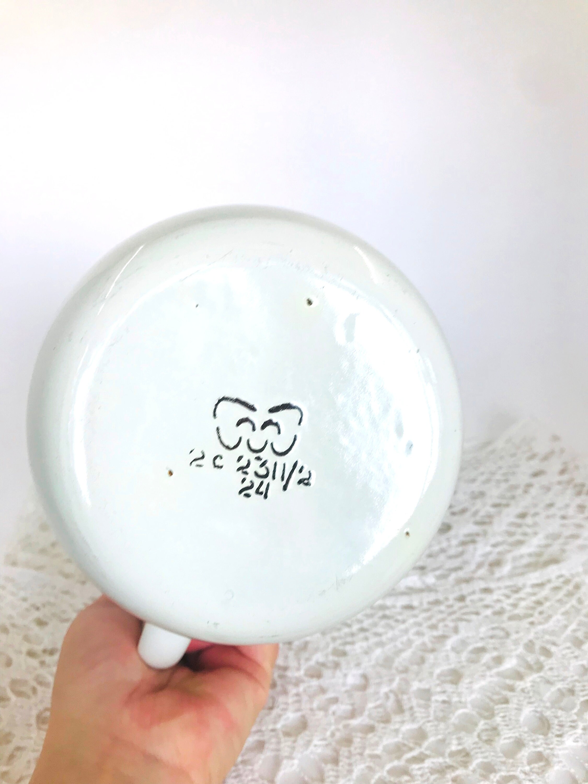 White enamelware pitcher Kitchen enamel water jug Primitive | Etsy