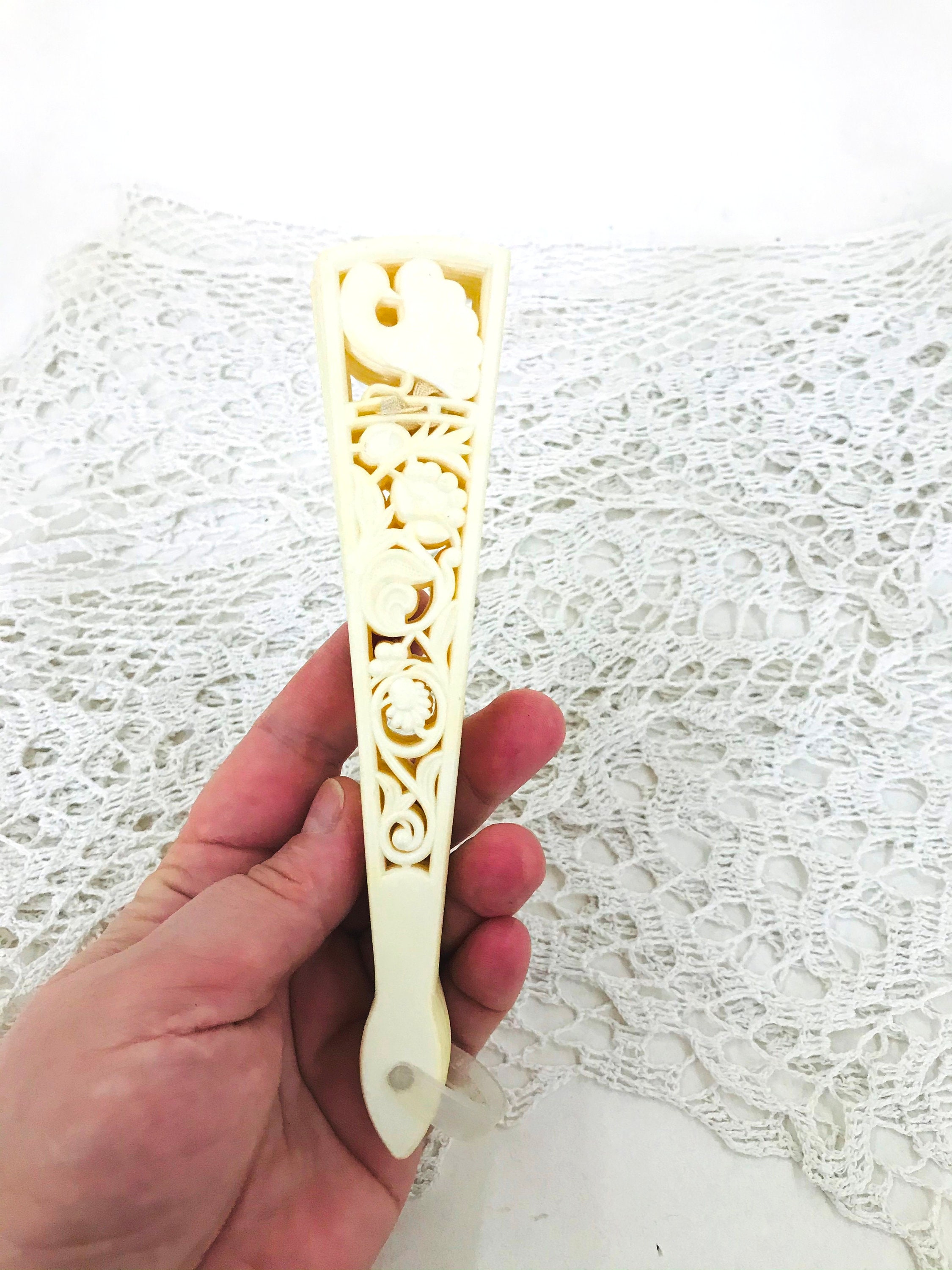 Vintage Transparent White Foldable Plastic Fan Vintage Lace | Etsy