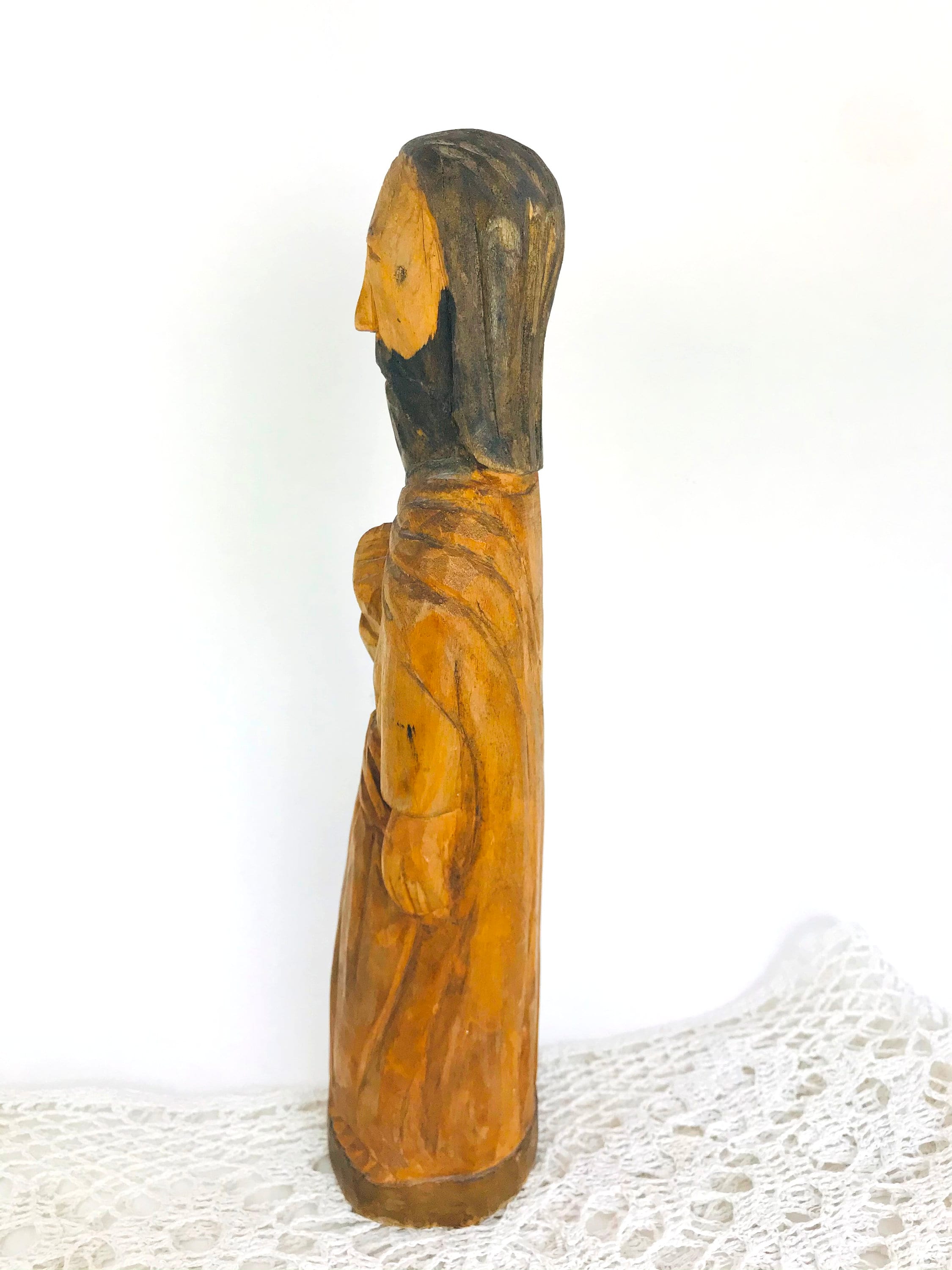 Vintage hand carved wooden figurines Wooden statues Carved | Etsy