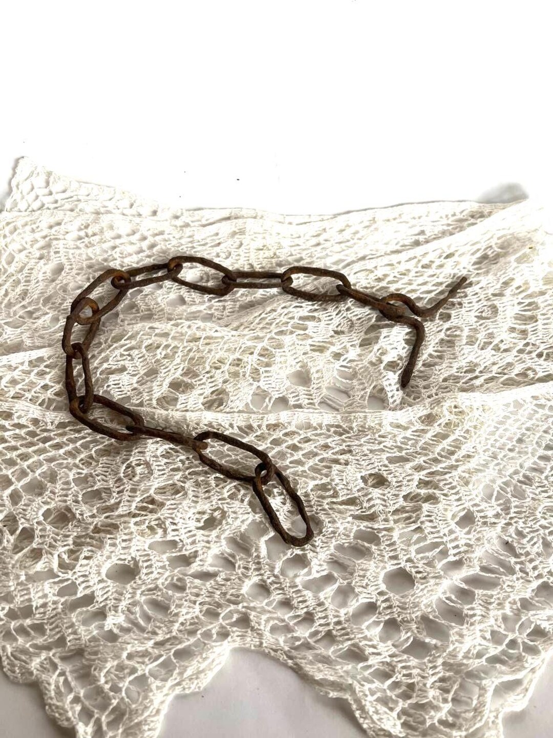 Antique Hand Forged Chain Rusty Iron Chain Old Primitive Wrought Forged ...