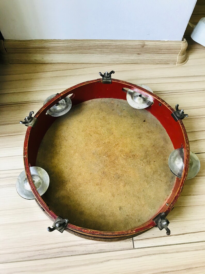 Vintage big wooden tambourine Retro Decorative musical | Etsy