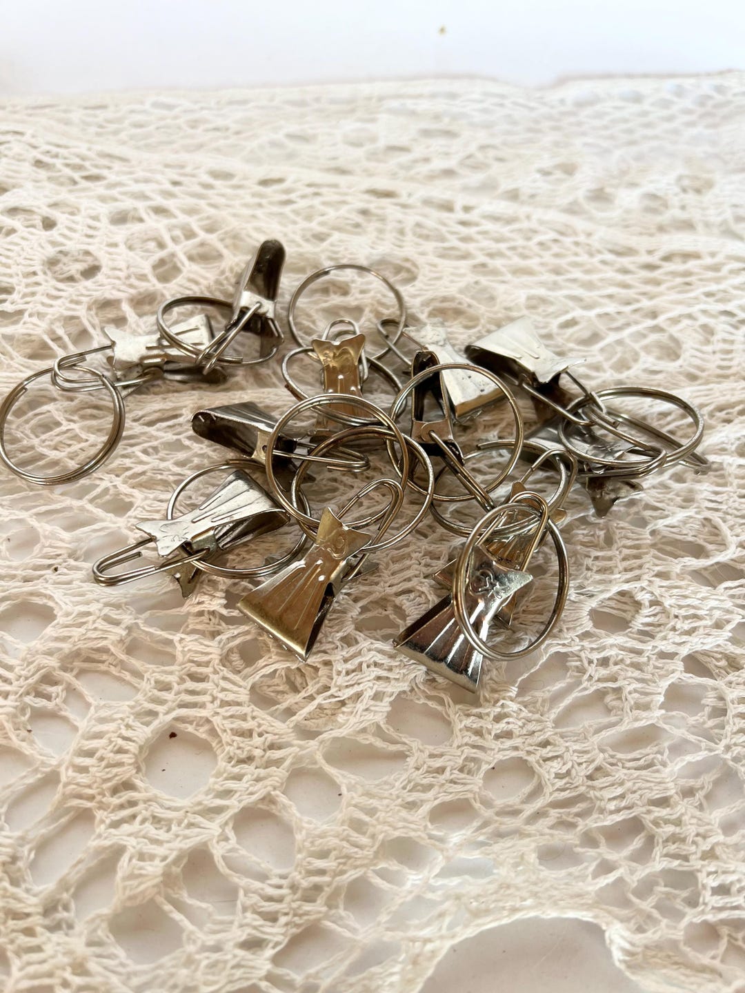 13 Vintage Curtain Clips With Rings Curtain Ring Set Curtain Rings With ...