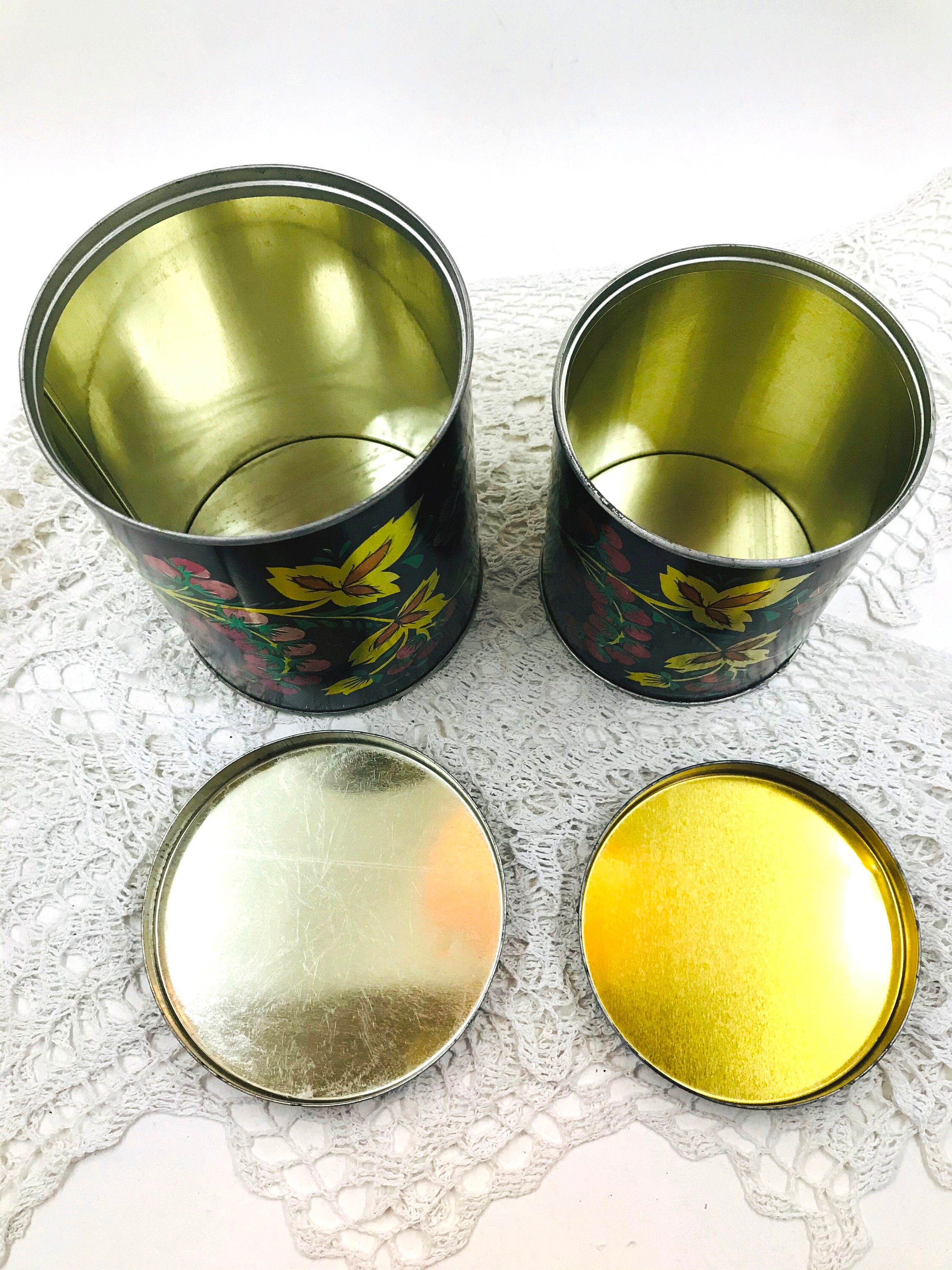 2 Vintage metal jar for storing tea Kitchen metal box Bank for | Etsy