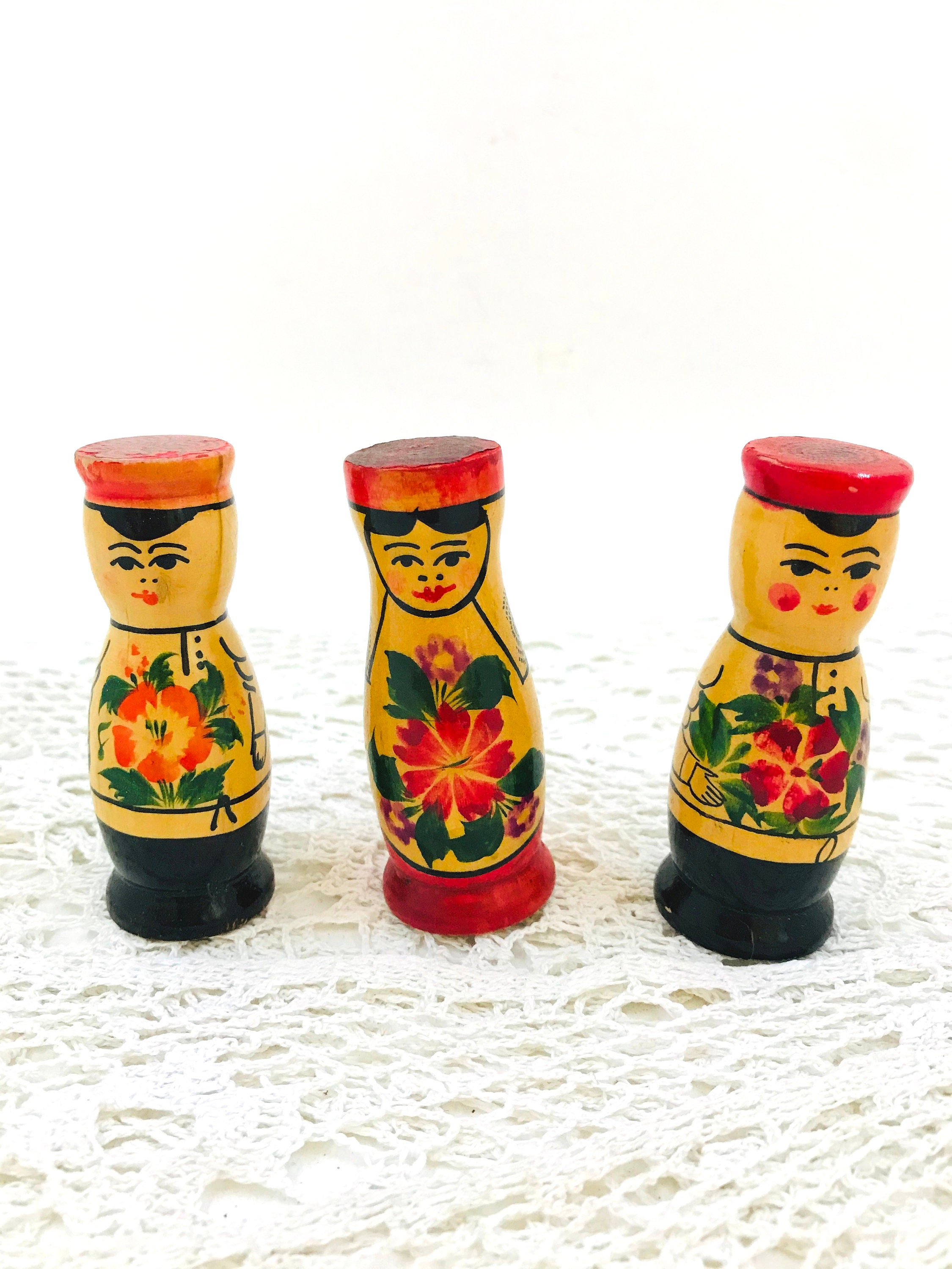 Vintage wooden figurine of folk art Hand painted Hand carved | Etsy