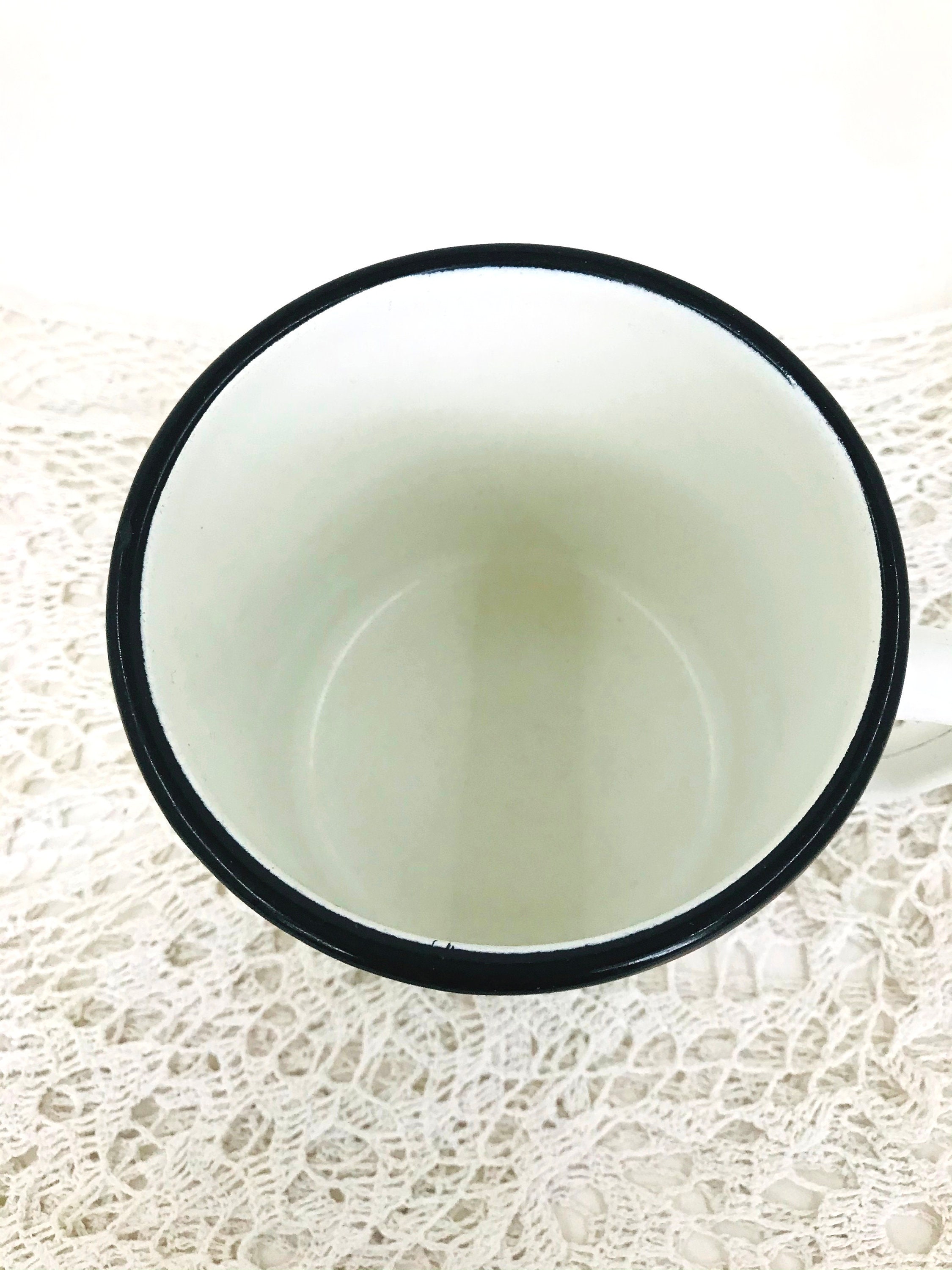 White enamelware mug Enameled cup Kitchen enamel water jug | Etsy