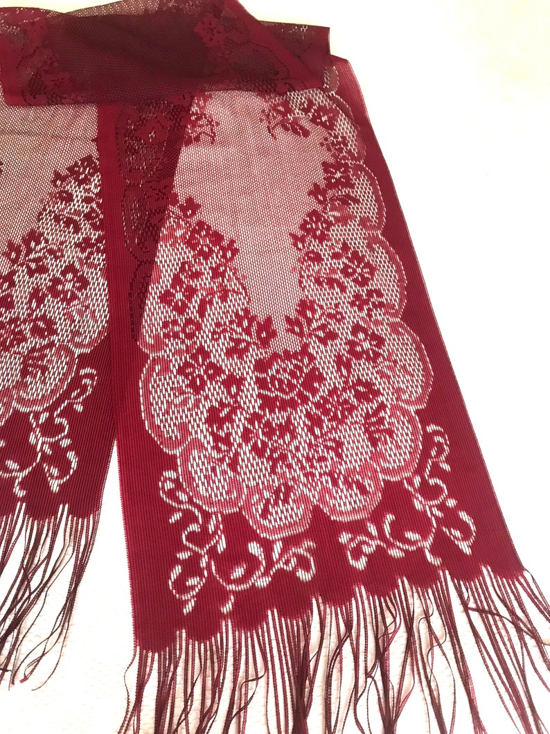 Burgundy Red Scarf Long Lace Shawl Evening Shawl Lace Wedding - Etsy