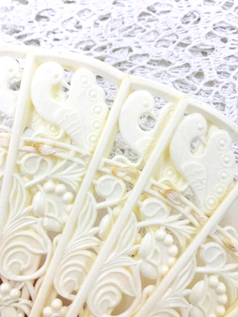 Vintage Transparent White Foldable Plastic Fan Vintage Lace | Etsy