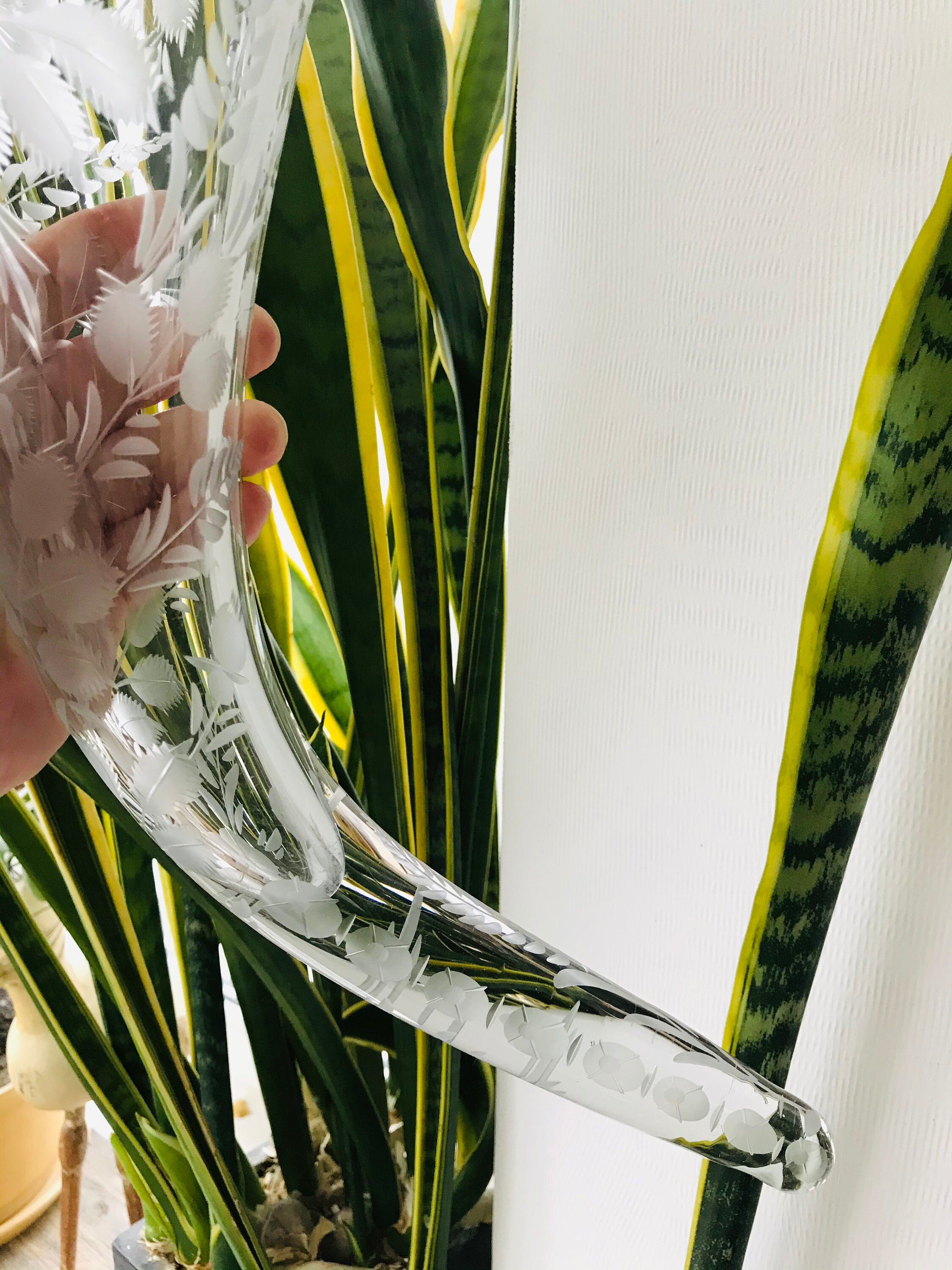 Vintage Big Decorative Glass Horn Horn of Plenty Cut Glass | Etsy