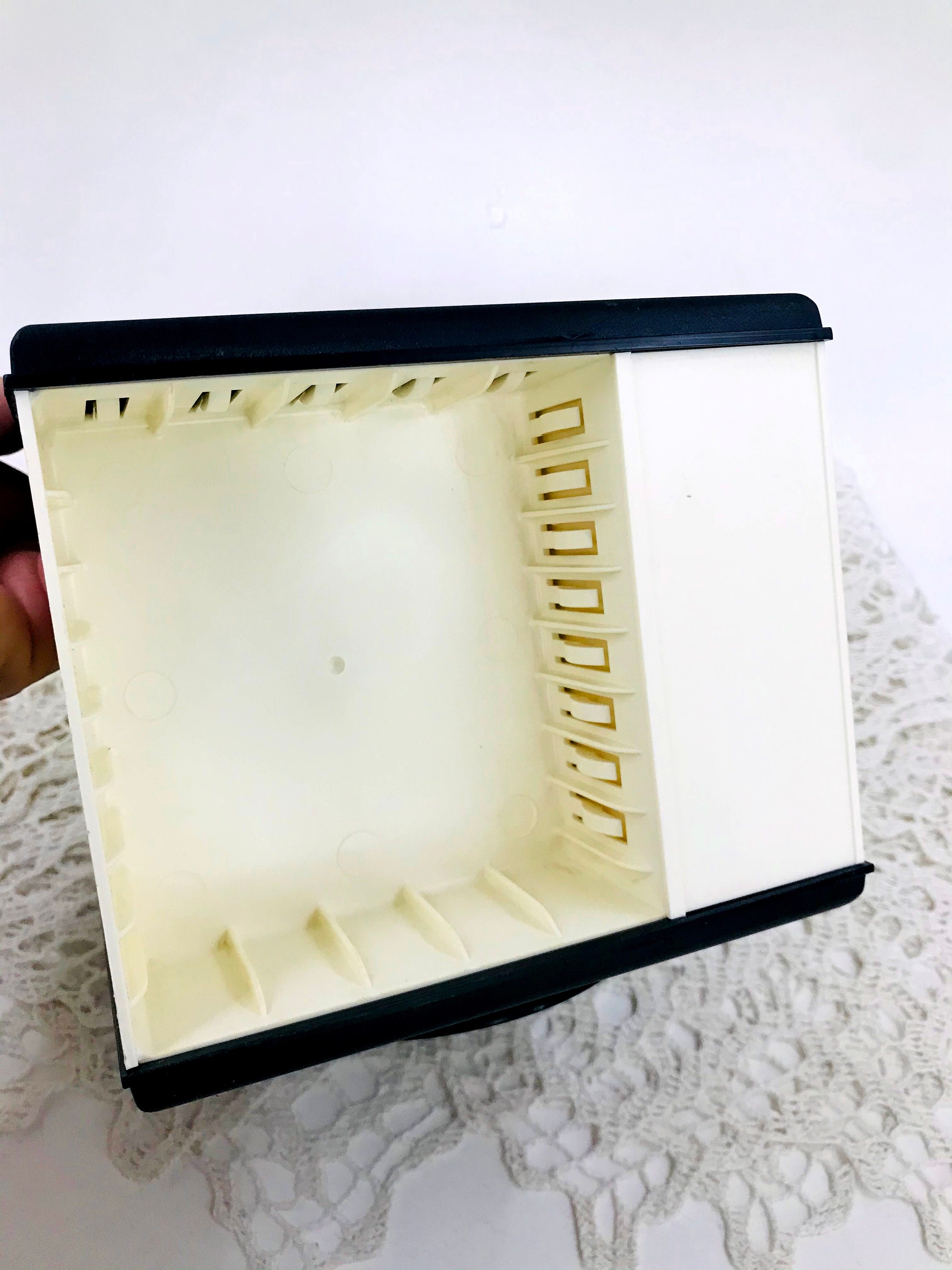 Vintage plastic cassette tape holder White black cassette tape | Etsy