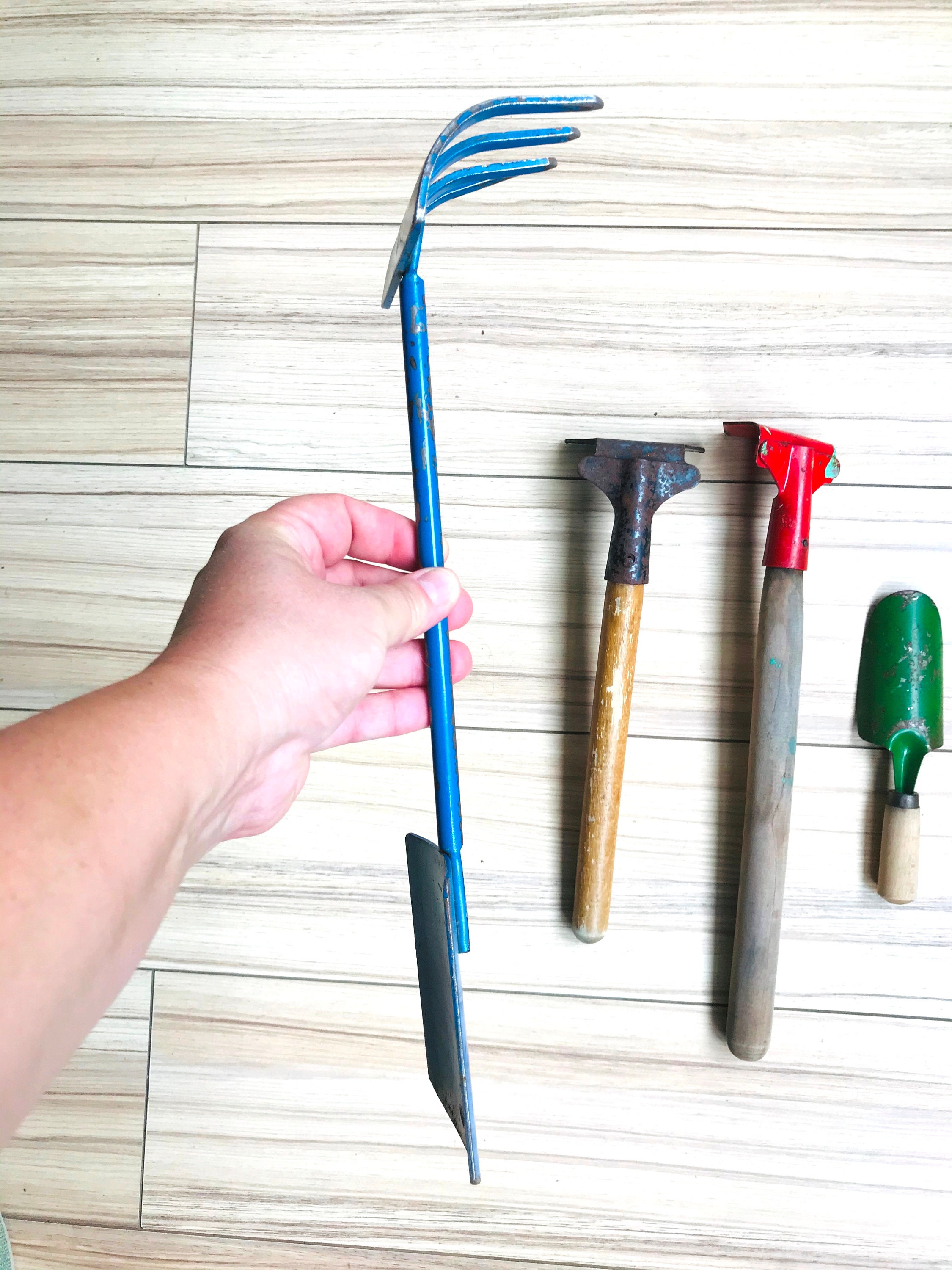 Vintage garden tool set Digging shovel Rake Hoe Gardener's | Etsy