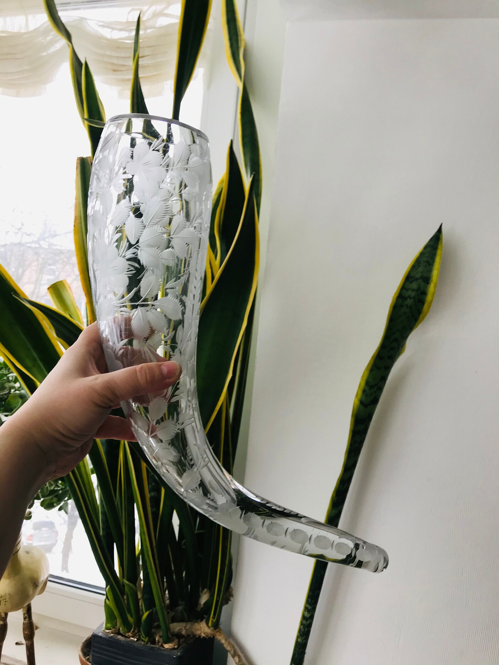 Vintage Big Decorative Glass Horn Horn of Plenty Cut Glass | Etsy