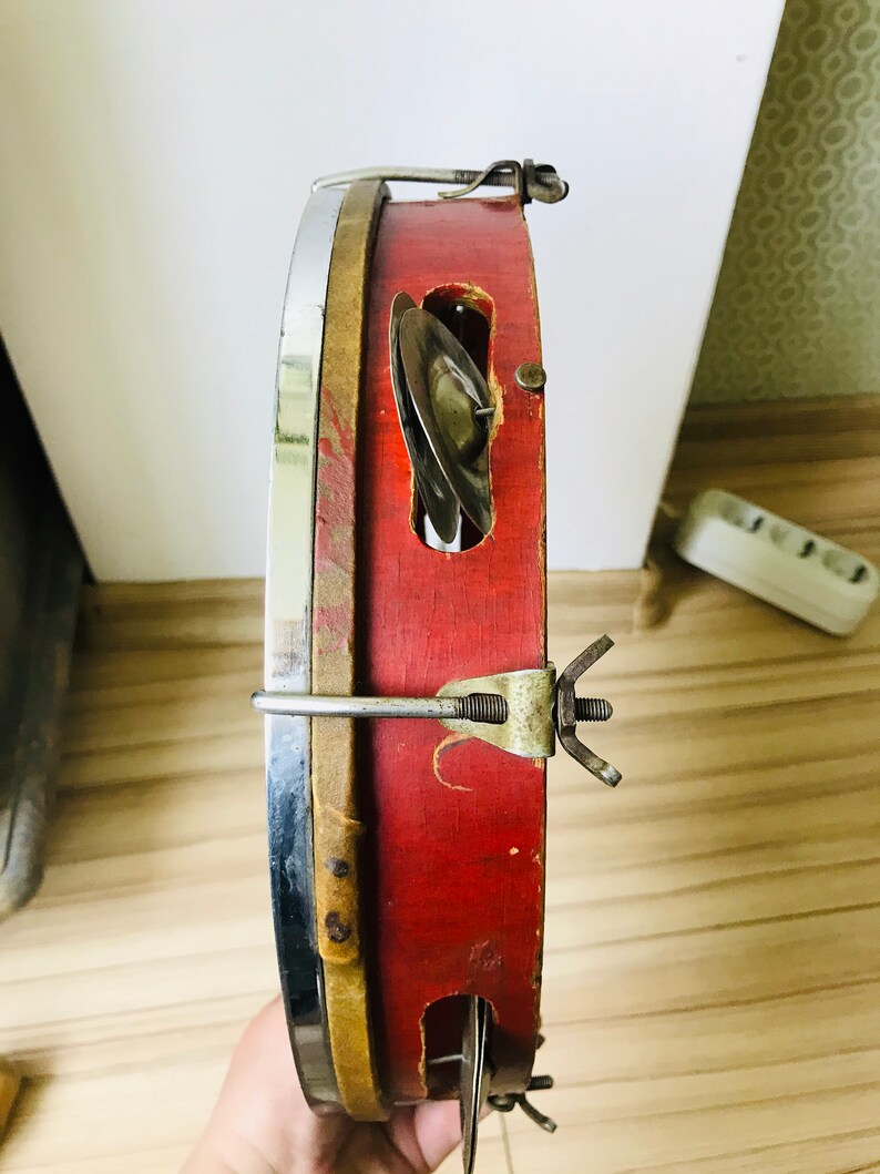 Vintage big wooden tambourine Retro Decorative musical | Etsy