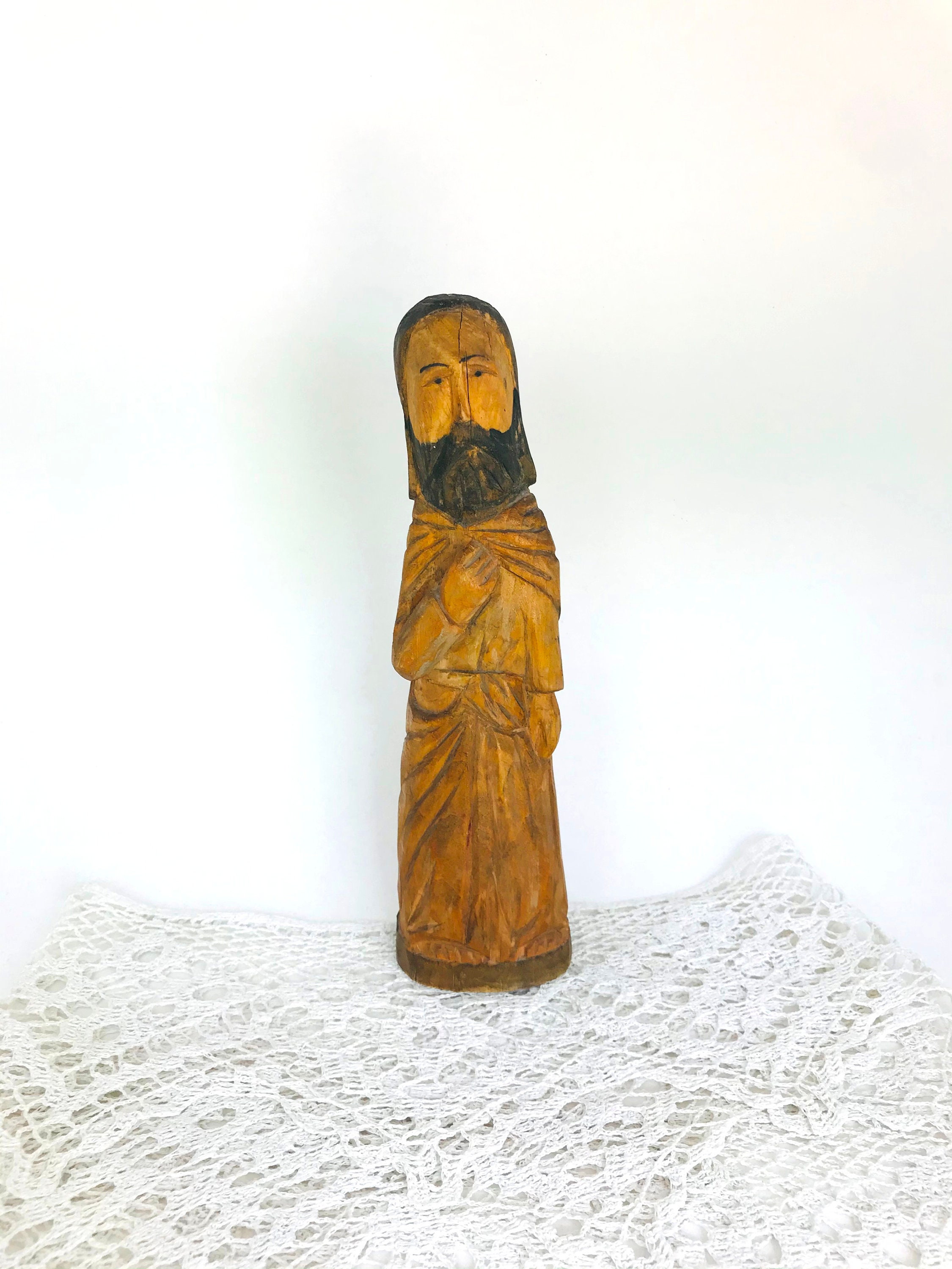 Vintage hand carved wooden figurines Wooden statues Carved | Etsy