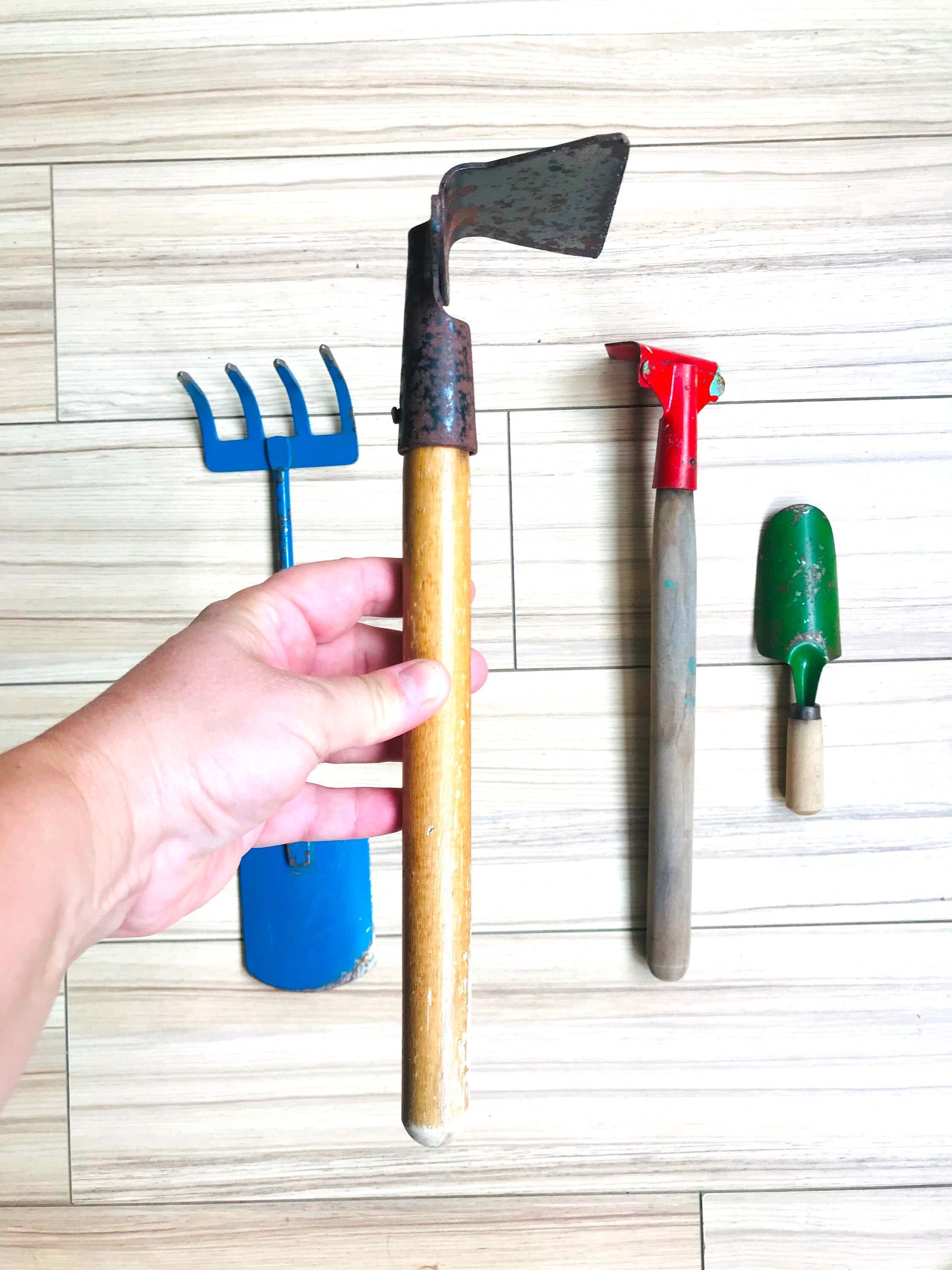 Vintage garden tool set Digging shovel Rake Hoe Gardener's | Etsy