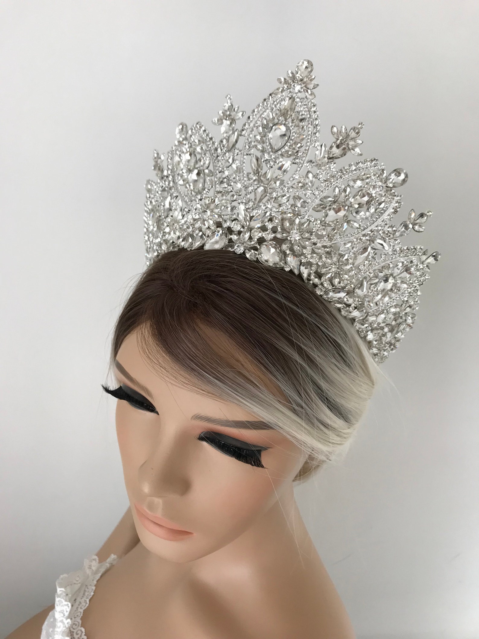 Bridal Tiara Crown Swarovski Crystal Diadem Wedding Diadem Etsy