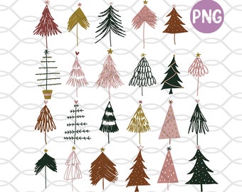 Christmas Tree Boho Clipart - Etsy