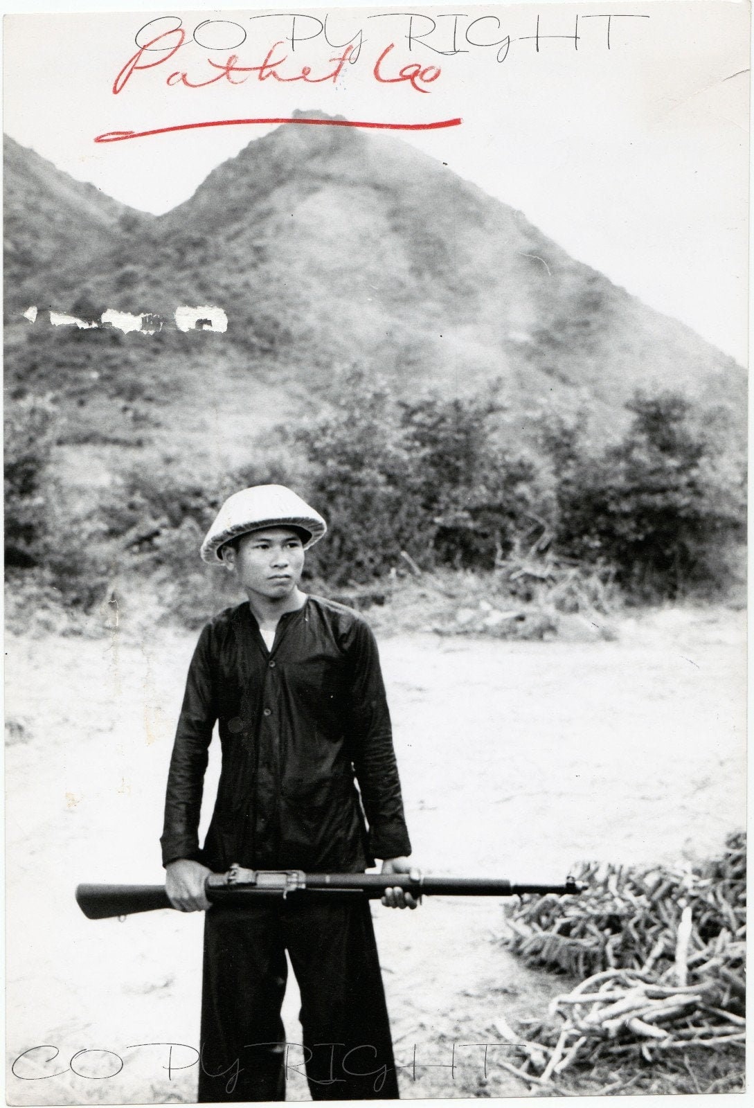 Original Silver Photo PATHET LAO Communist Soldier Civil War Laos, US ...
