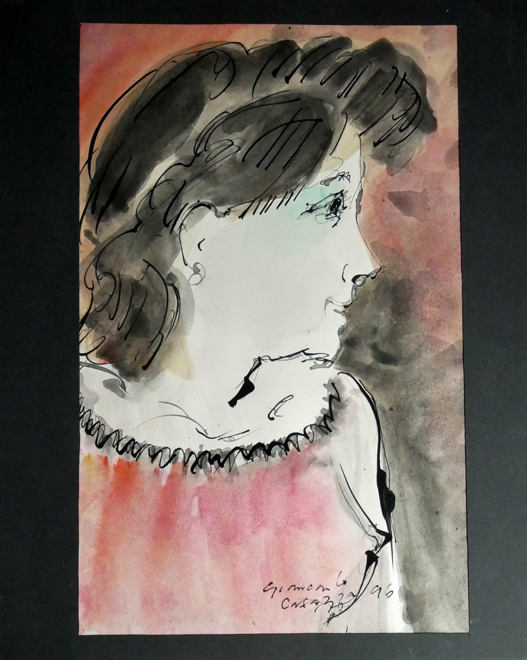 Watercolor Ink Drawing Study of Nude Female Portrait by - Etsy