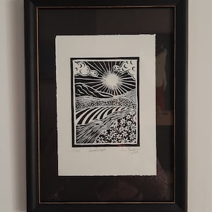 Landscape - Original Linocut / Linoprint / Handmade Print / Wall ...
