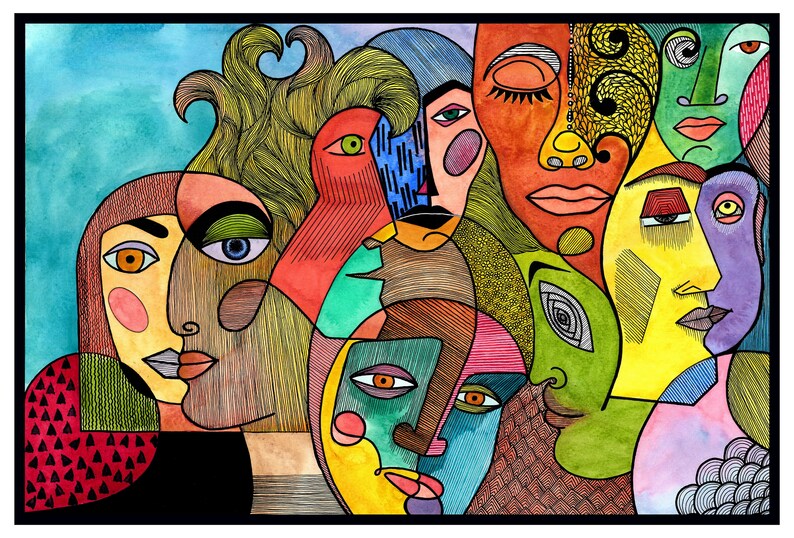 Caras Arte imprimible Impresión digital Aquarelle - Etsy México