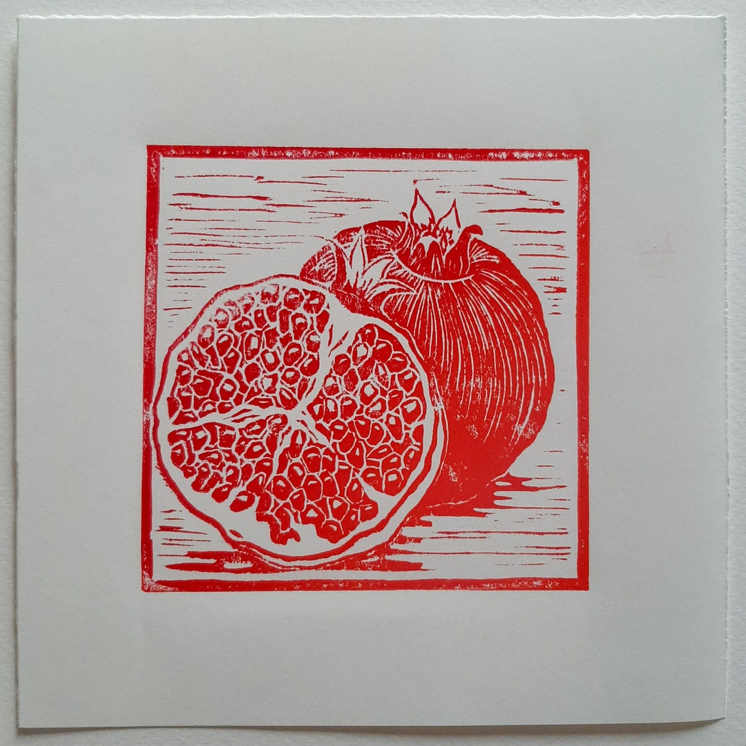 Fruits - Original Linocut / Linoprint / Handmade Print / Wall Hanging ...