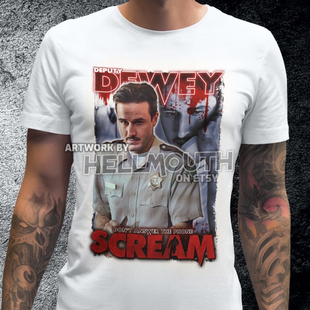 Scream Dewey Riley - White T-shirt. David Arquette. Men's & Women's All ...