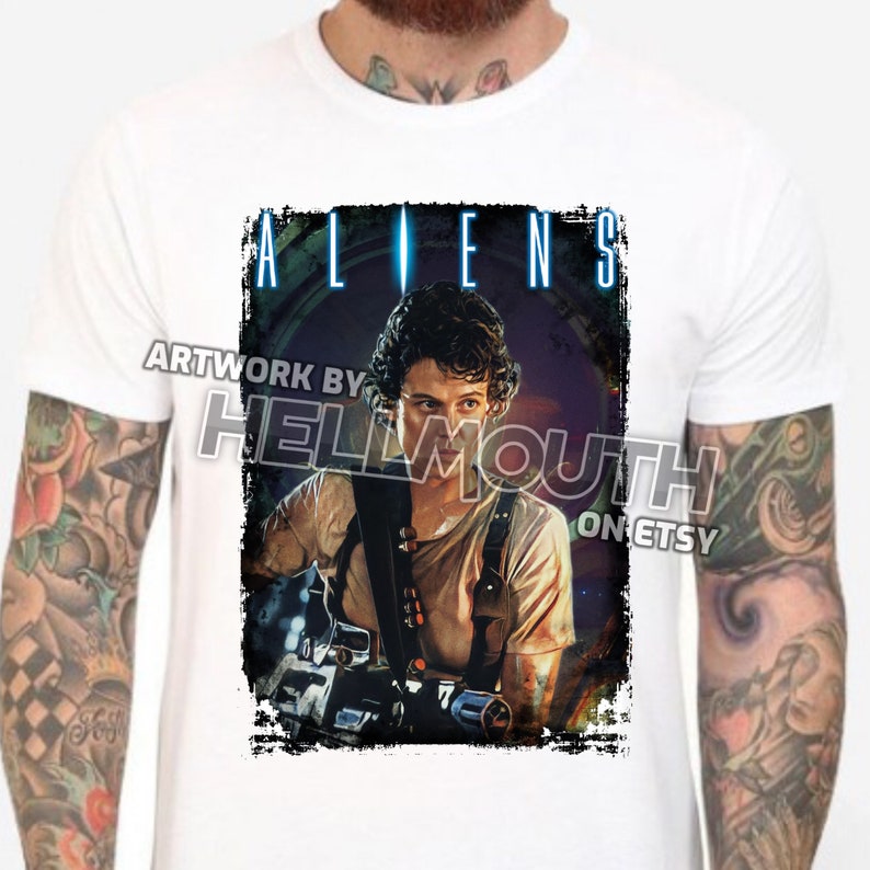 Aliens T Shirt - Ripley - Sigourney Weaver - White. Men's & Women's All ...