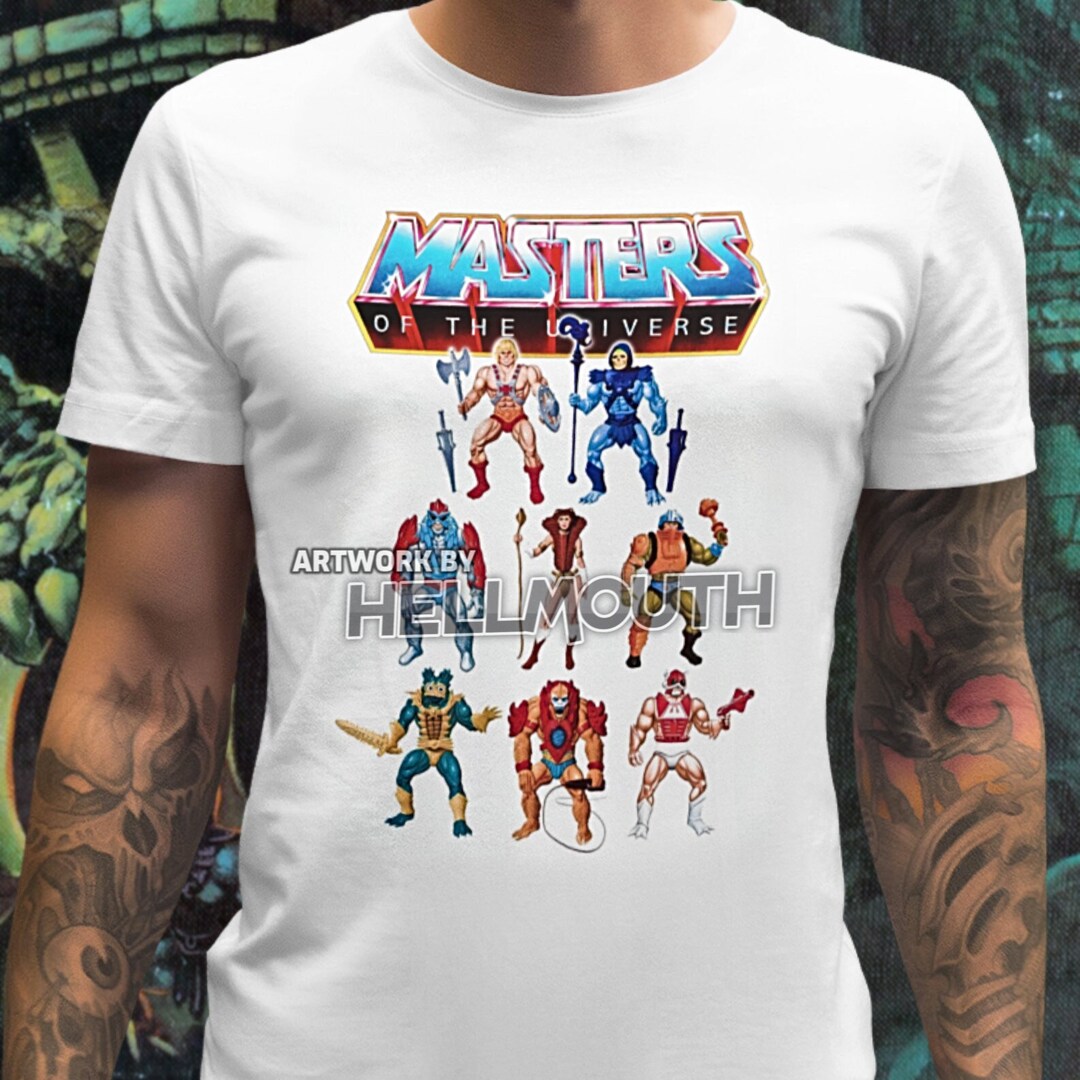 Masters of the Universe Retro Action Figure T-shirt White. Male ...