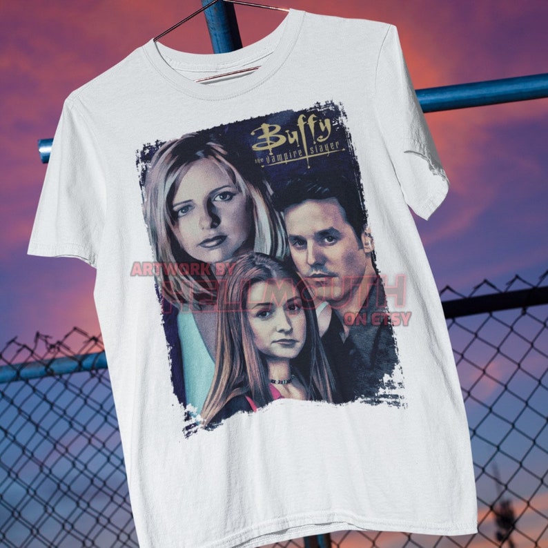 Buffy the Vampire Slayer Cast - Buffy, Willow, Xander - White T-shirt ...