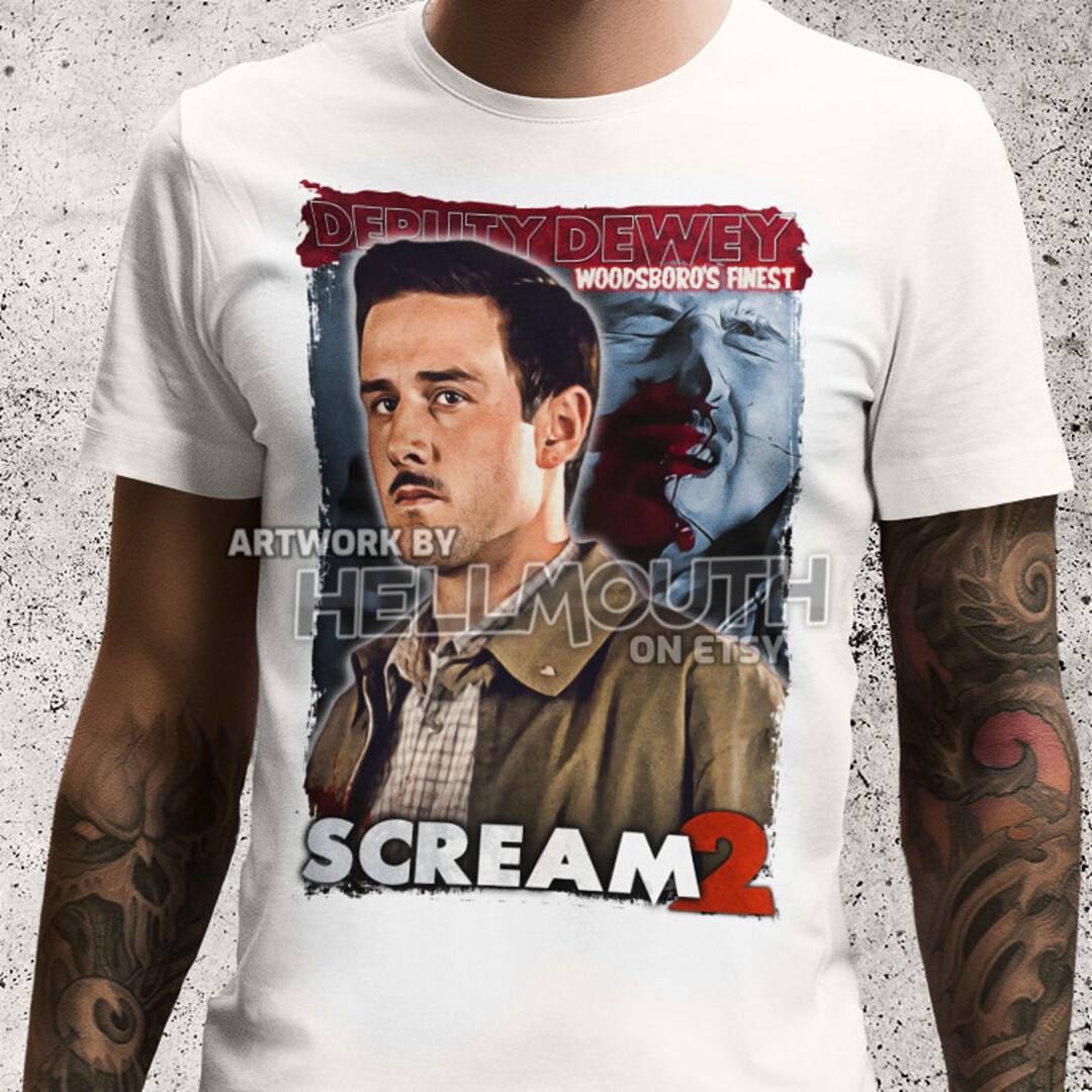 Scream 2 Dewey Riley - White T-shirt. David Arquette. Men's & Women's ...