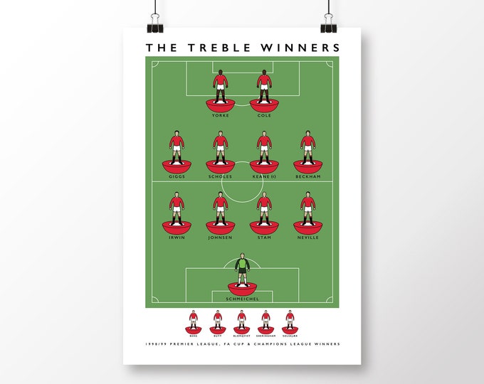 Manchester United 1999 Treble Season A3 Print - Etsy