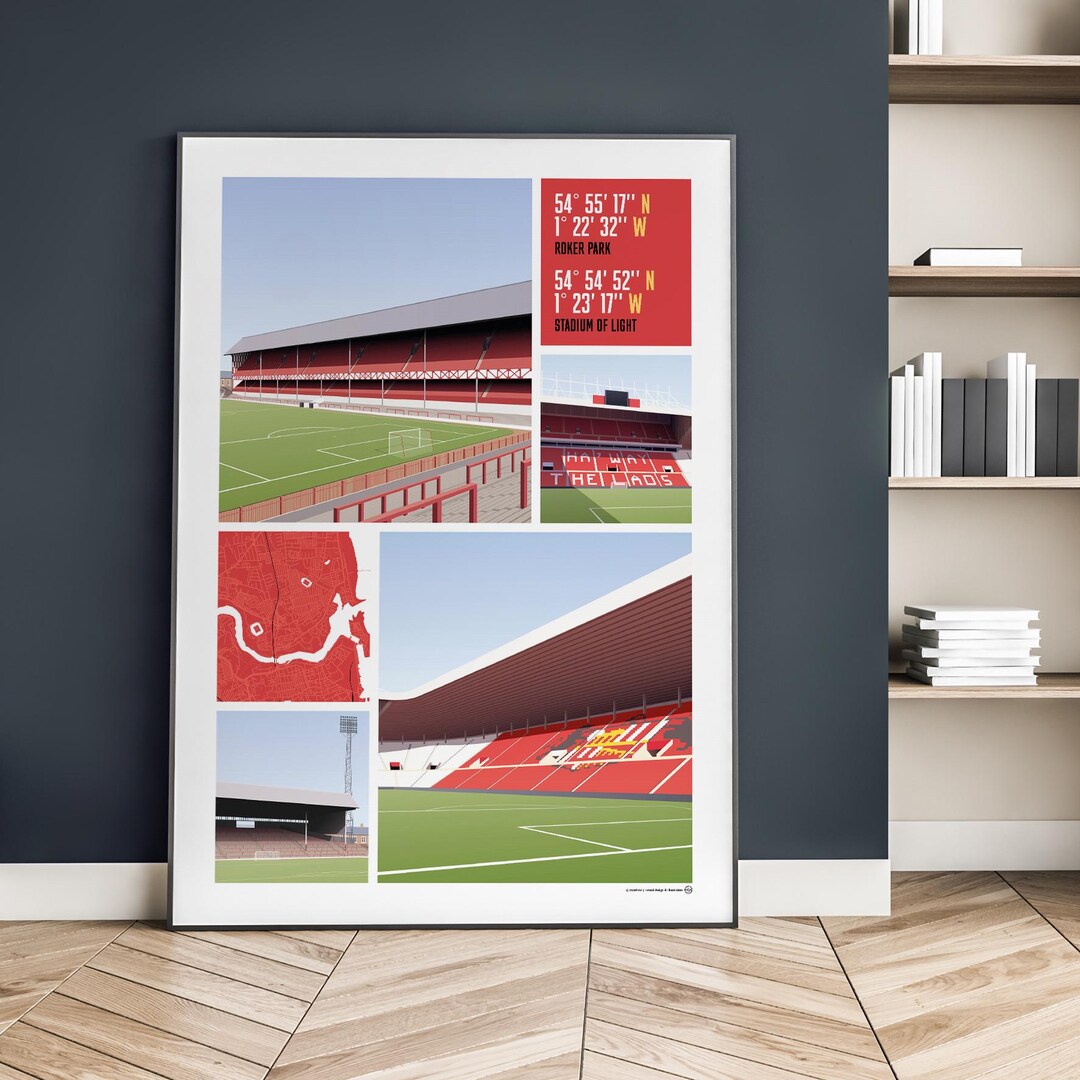 Sunderland AFC Views of Roker Park & the Stadium of Light Poster - Etsy UK