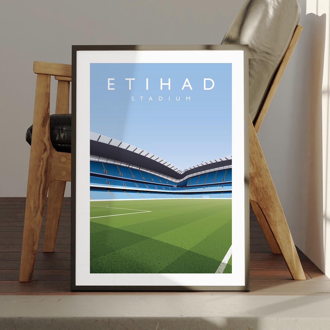 Manchester City Etihad Stadium From the Touchline Poster - Etsy