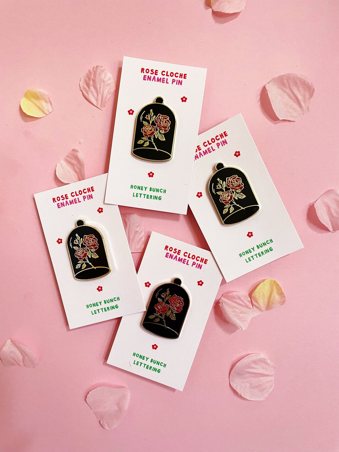 Rose Cloche Pin, Rose Pin, Rose Hard Enamel Pin, Beauty and the Beast ...