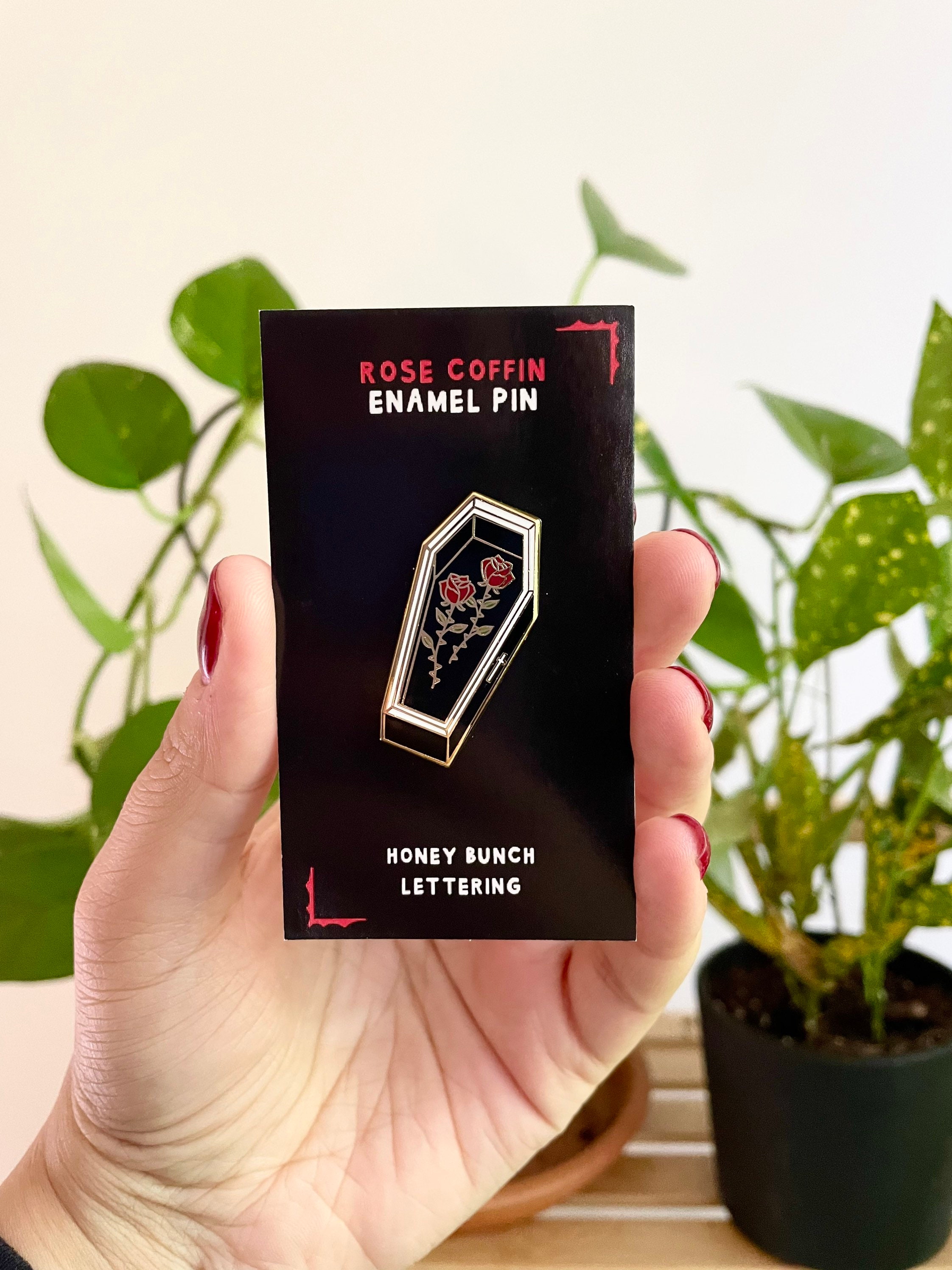 Rose Coffin Pin Spooky Coffin Pin Gothic Art Pin Rose - Etsy