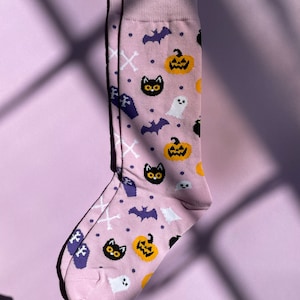 Cute and Spooky Halloweeny Purple Socks, Halloween Socks, Spooky Socks ...