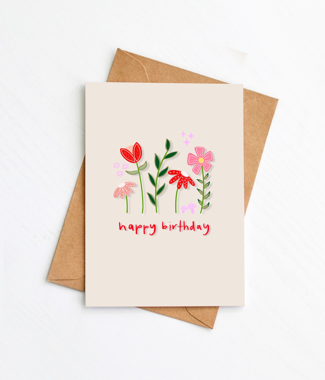 Birthday Card, Happy Birthday Springtime Floral Card, Flower ...