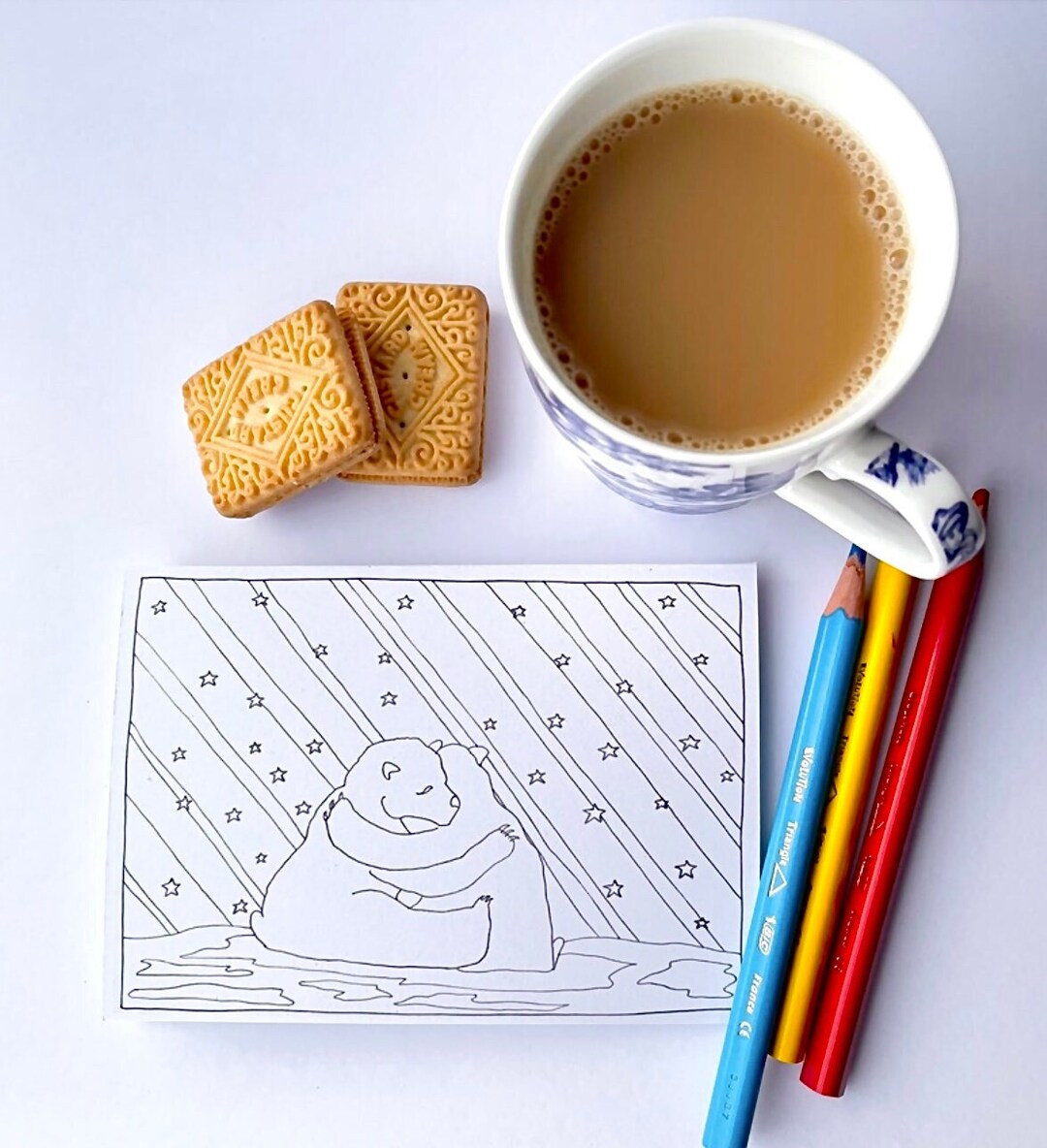 Big Bear Hug. Colouring in Card. - Etsy