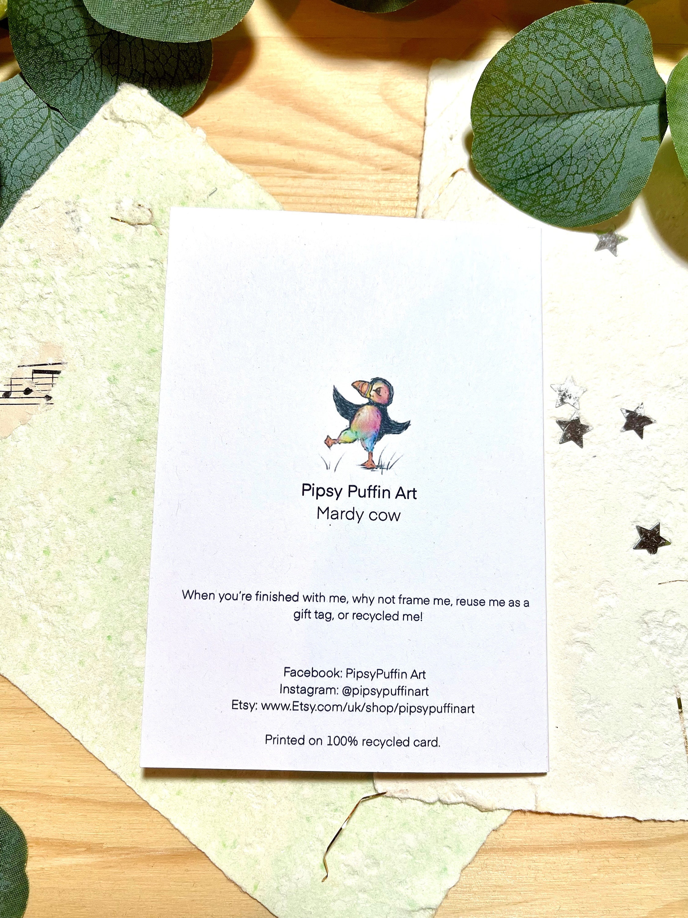 Mardy Cow Greetings Card. Funny Card. Card for Friends. Card for Cow ...