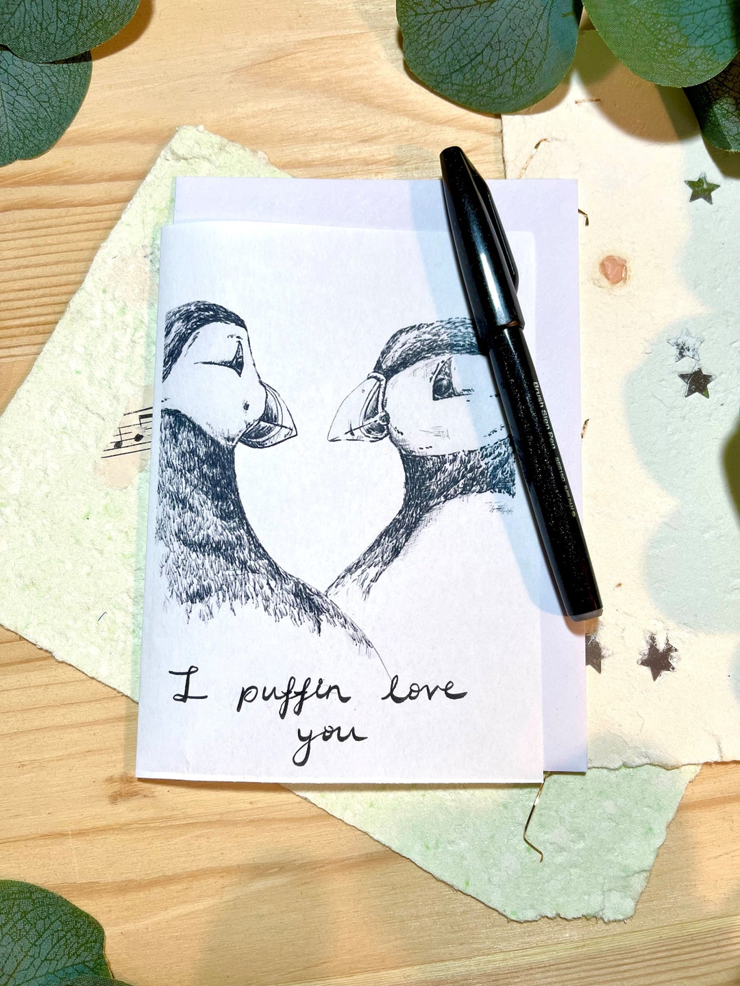 Puffin Lovers Greetings Card. Puffin Valentines Day Card. Puffin ...
