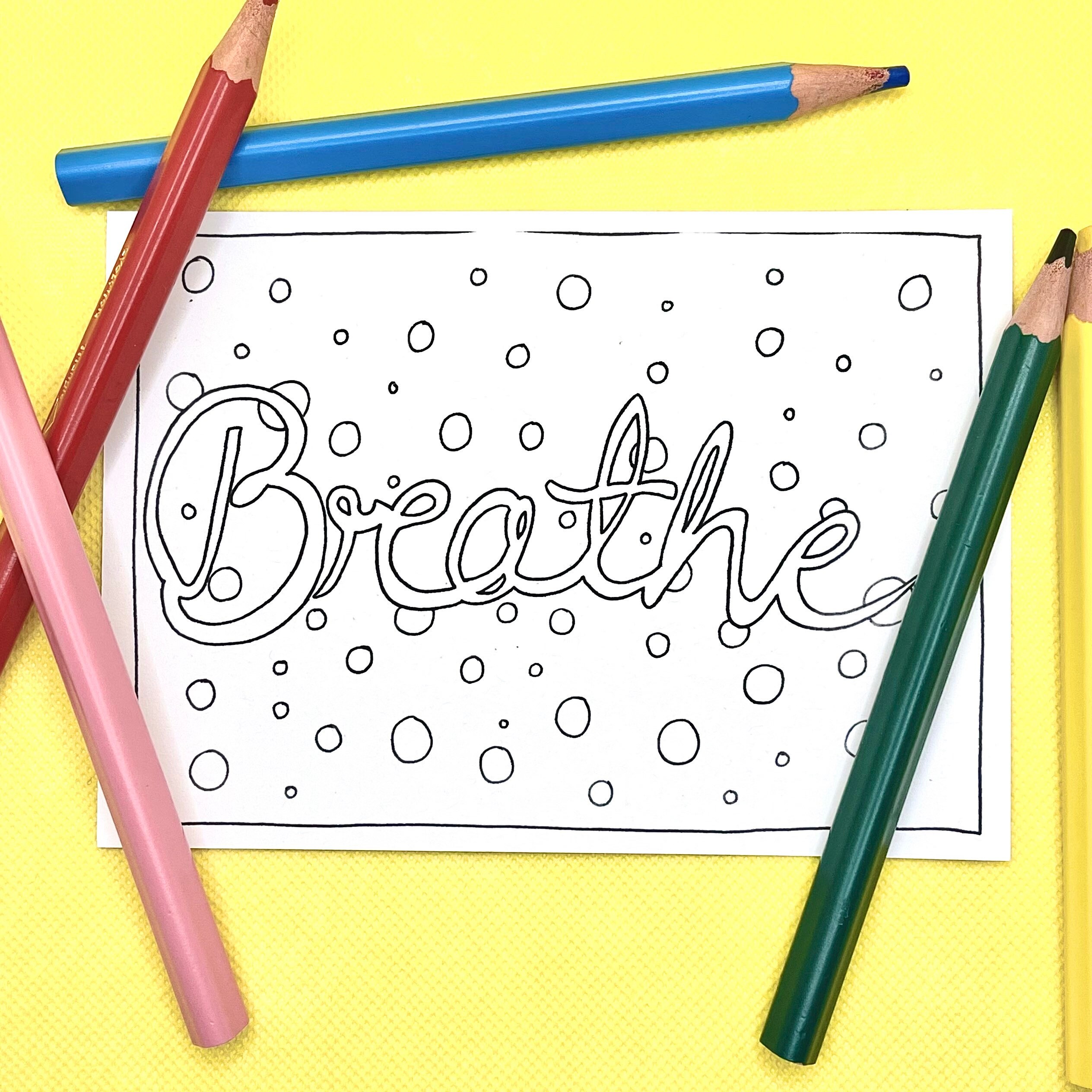 Breathe Colouring in Postcard - Etsy