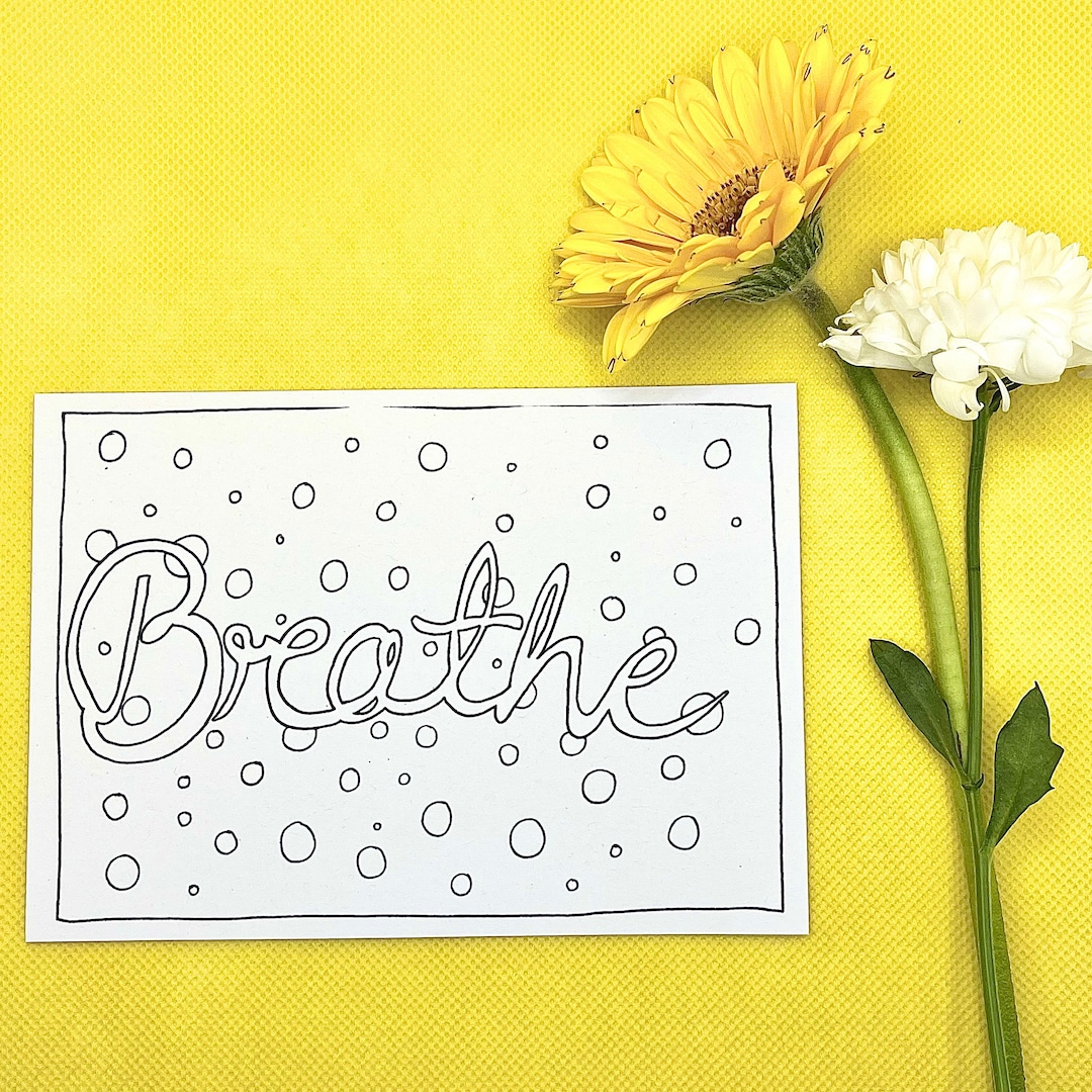 Breathe Colouring in Postcard - Etsy