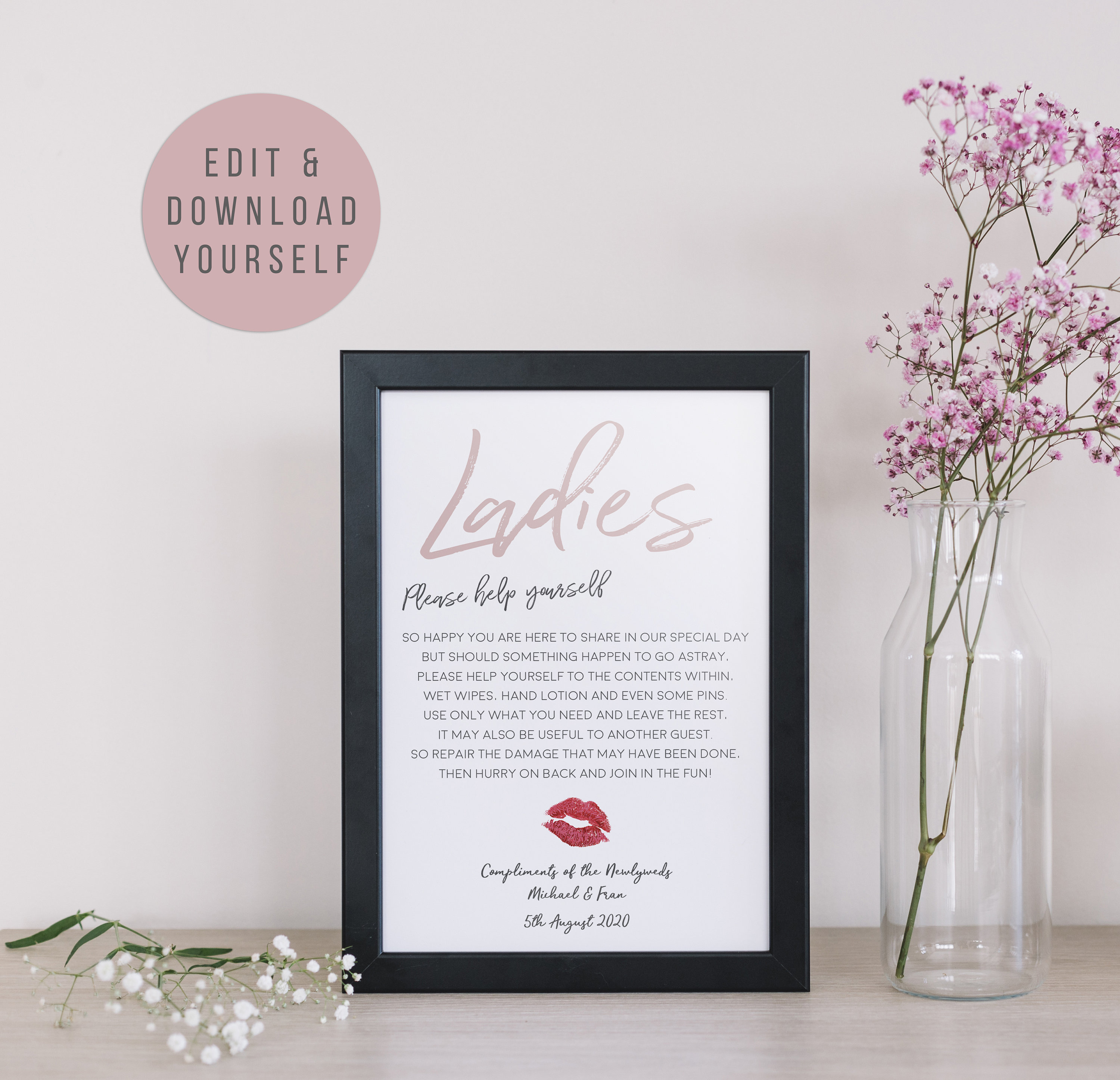 Wedding toiletries sign custom wedding sign template save | Etsy