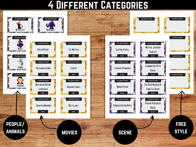 Halloween Charades Printable, Halloween Trivia Games, Printable ...