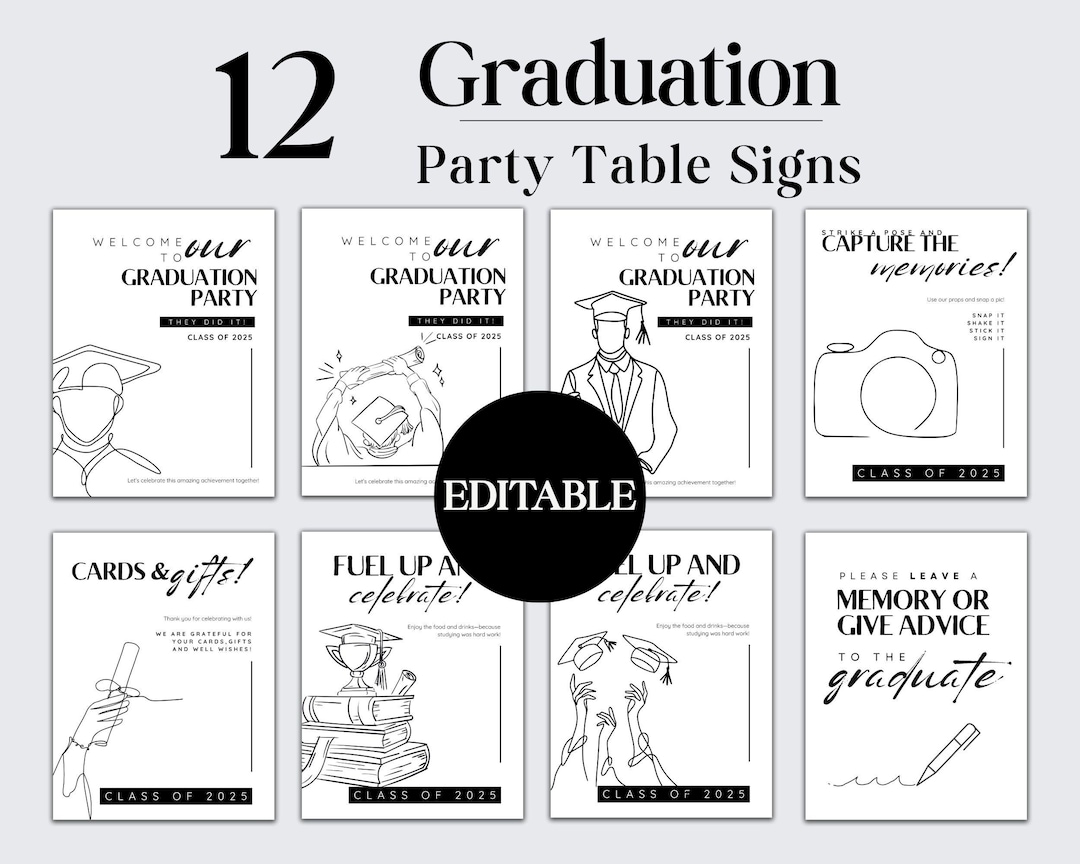 Graduation Party Table Signs | Graduation Party Welcome Sign ...
