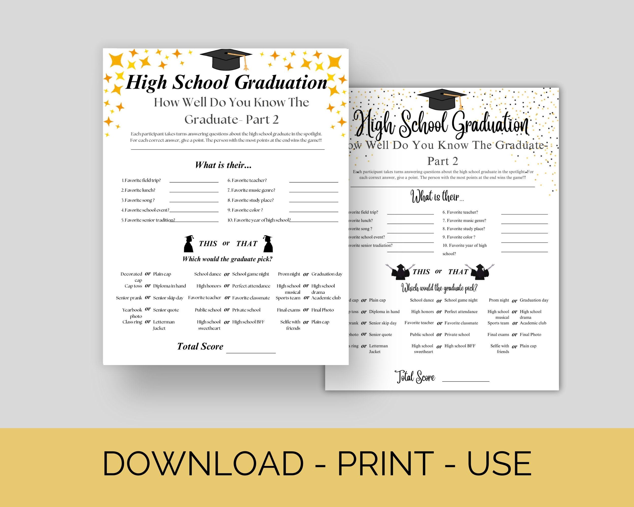 Editable High School Graduation Game Bundle | Grad Games | Printable ...