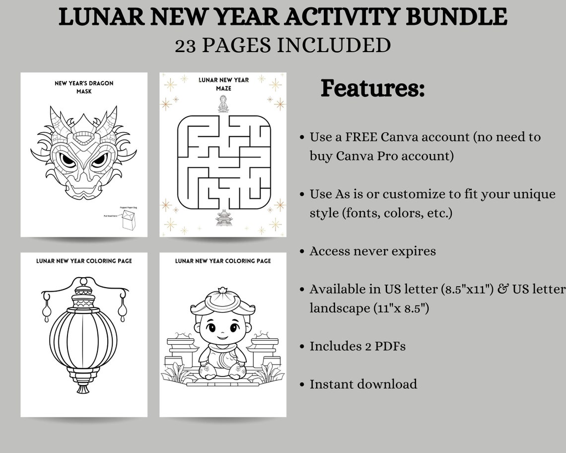 Lunar New Year Activity Printable, Chinese New Year Games, Kids ...