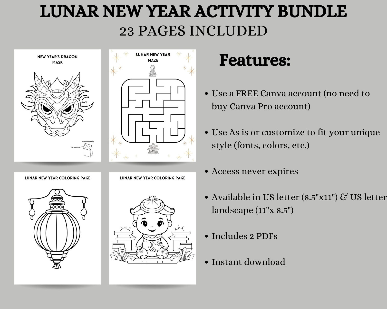 Lunar New Year Activity Printable, Chinese New Year Games, Kids ...